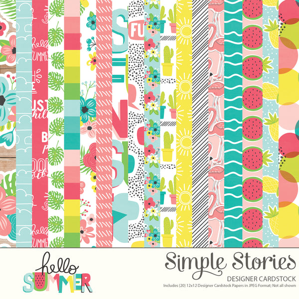 Hello Summer Digital Designer Cardstock – Simple Stories