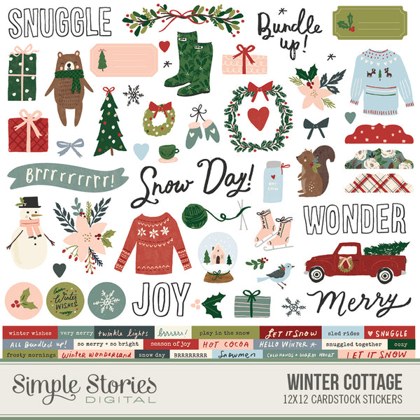 Winter Cottage Digital Stickers – Simple Stories
