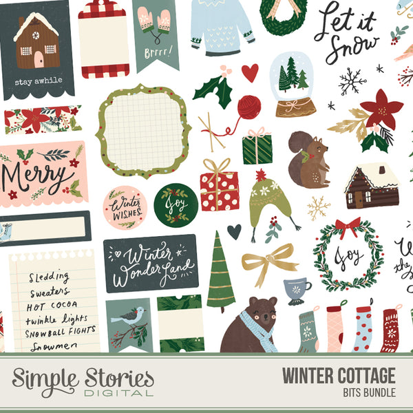 Winter Cottage Digital Bits Bundle – Simple Stories