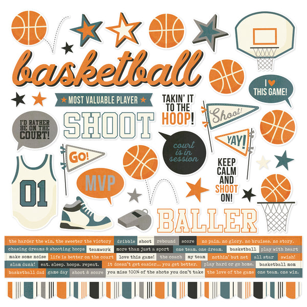 Basketball Cardstock Stickers - 12 pack – Simple Stories