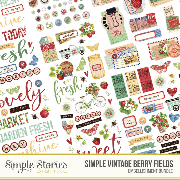 Simple Vintage Berry Fields Digital Embellishment Bundle – Simple Stories