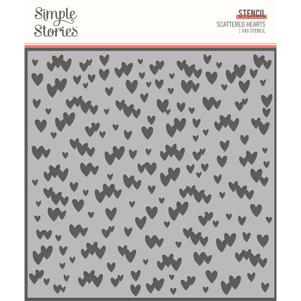 6x6 Stencil-Scattered Hearts – Simple Stories