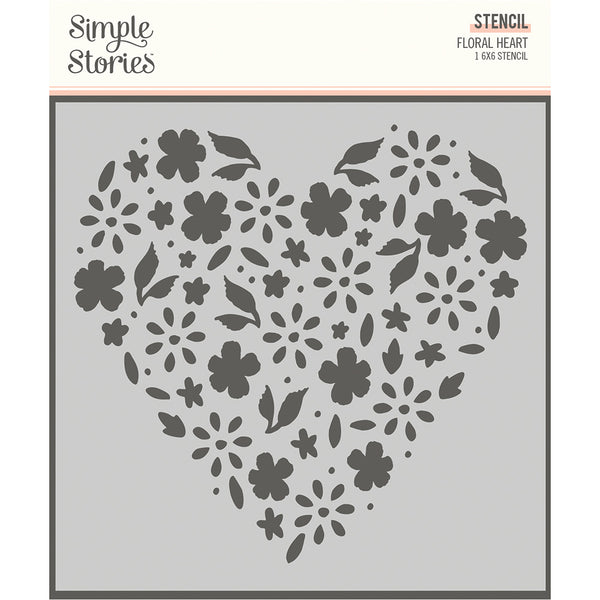 Happy Hearts - 6x6 Stencil - Floral Heart – Simple Stories