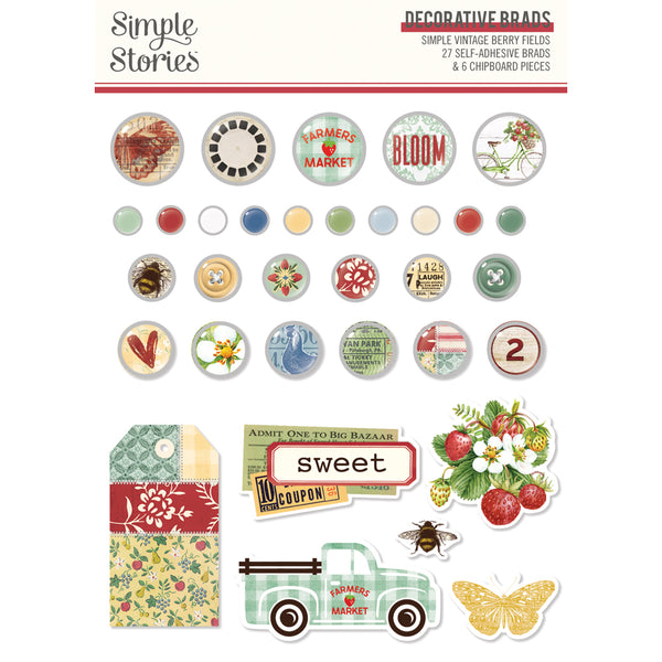 Simple Vintage Berry Fields - Decorative Brads – Simple Stories