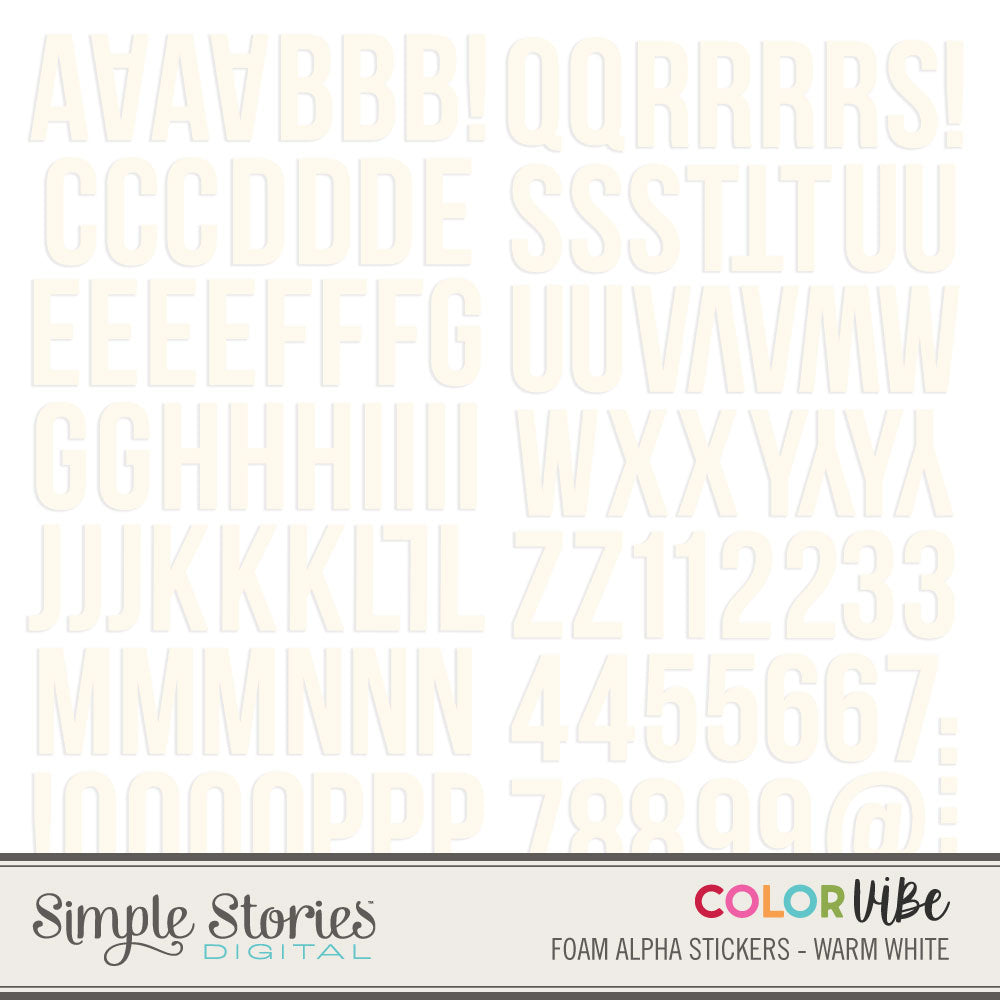 Color Vibe Digital Foam Alphas - Warm White – Simple Stories